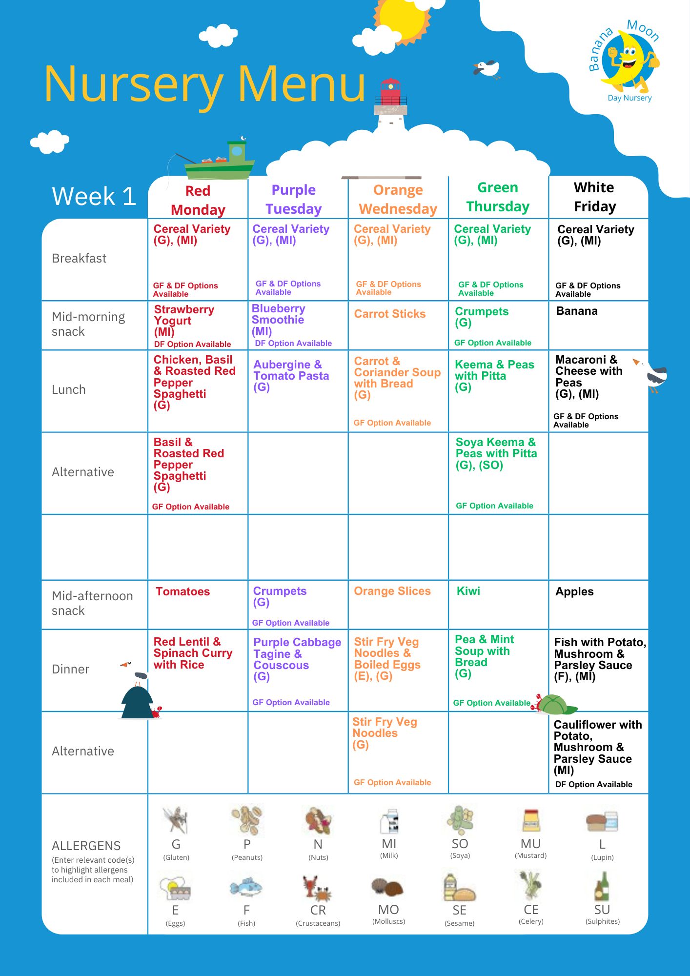 Banana Moon Stoke Poges | 🌈Spring Menu's🌈