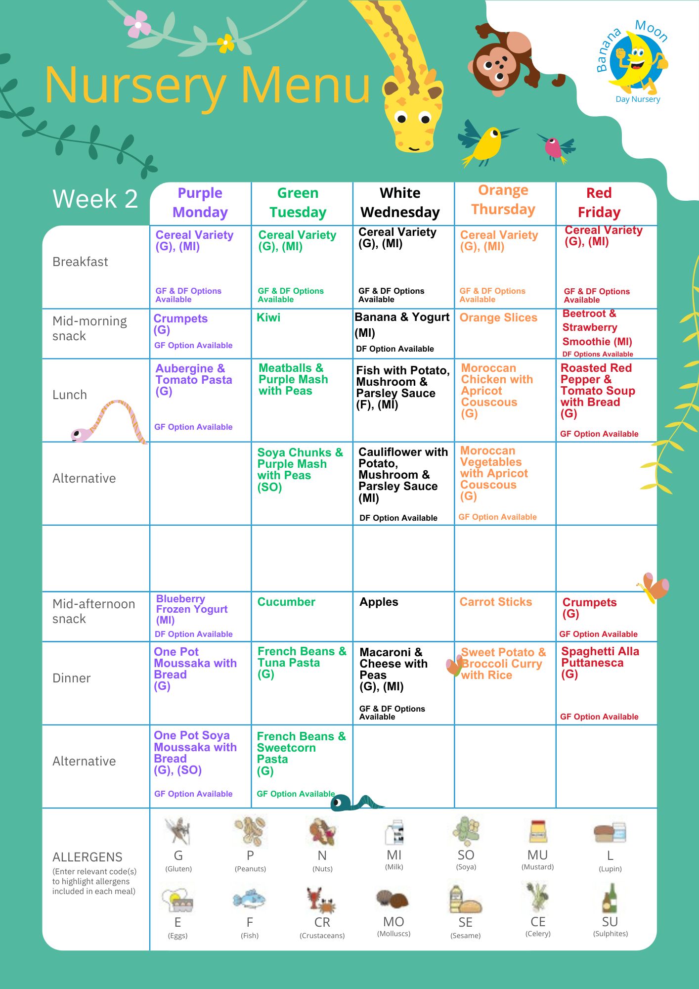 Banana Moon Stoke Poges | 🌈Spring Menu's🌈